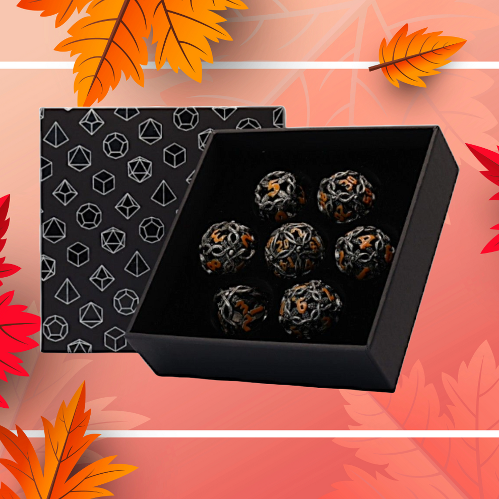 LPG Metal Dice RPG Set Hollow Celtic – DeckaDice