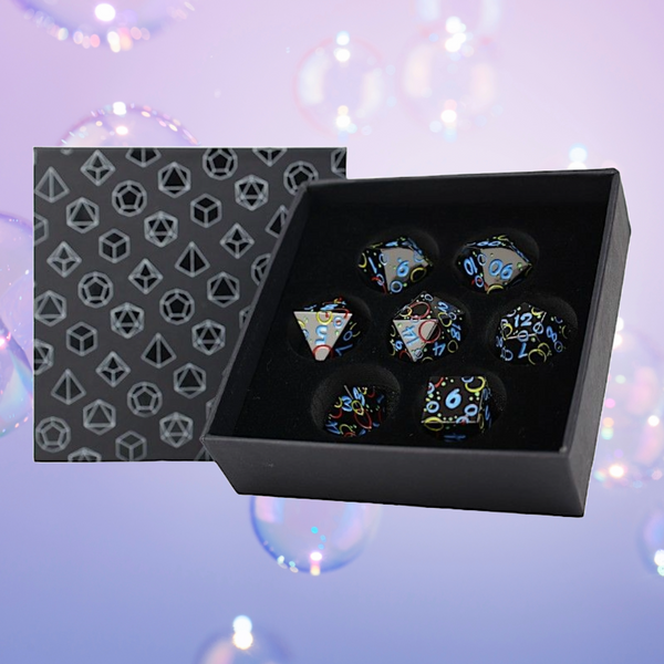 LPG Metal Dice RPG Set Inscripted Bubble – DeckaDice